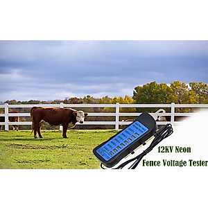 OKJHFD 12KV Neon Fence Voltage Tester Neon Fault Finder, Electric Fence Voltage Tester Professional Durable 2000 to 12000V 8 Neon Indicator Lights Waterproof Fence Tester for Farms,Home,Gardens