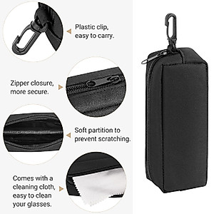 Mkono Double Glasses Case Soft Eyeglass Case Sunglasses Travel Case Organizer Portable Reading Glass Pouch Bag with Clip Zipper and Cleaning Cloth for Women Men