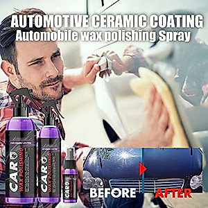 3 in 1 High Protection Quick Car Coating Spray,Car Paint Restorer Wax Polishing Agent with Sponge (100ML)