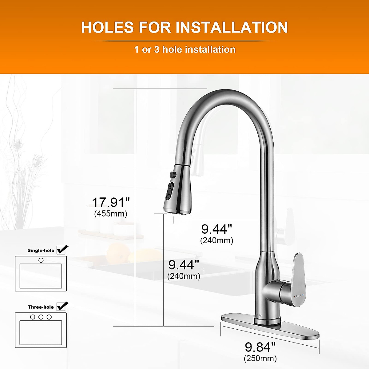 Touch Kitchen Faucet,KEER Smart Kitchen Sink Faucet with Pull Down Sprayer, Touch on Activated Kitchen Bar Sink Faucet Brushed Nickel, Stainless Steel