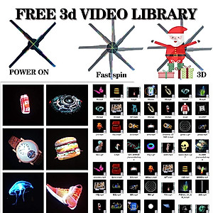 3D Hologram Fan WiFi Projector with 700 Video Library, Tabletop Holographic LED Ceiling Skylight Night Light for Halloween, Shop, Bar,Casino, Party Advertising Display 18.1 inch Missyou