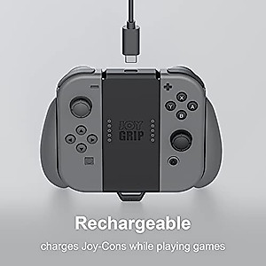 Skull & Co. JoyGrip for Nintendo Switch OLED, OG Switch Joy-Con Controller: Rechargeable Handheld Joystick Remote Control Holder with Interchangeable Grips - OLED White