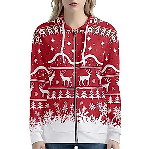 TOFRIMADE Zip Up Hoodie Women Christmas Trendy Hoodies y2k Teen Girl Fall Winter Jacket Oversized Sweatshirts Casual Drawstring Zipper Hoodie with Pockets