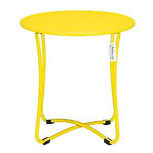 Volowoo Round Sofa Side End Table,Small End Table,Laptop Table,Waterproof Coffee Table Metal Frame Nightstand for Living Room,Bedroom,Patio&Office,Yellow
