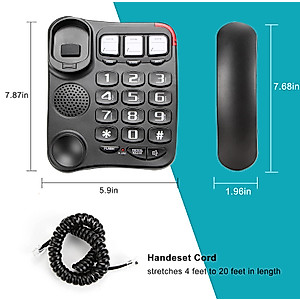 Large Button Phone for Seniors, Amplified Corded Phone with Speakerphone for Elderly Home Landline Phones, No Need to use Batteries,with Loud Ringer, One-Touch Dialing…