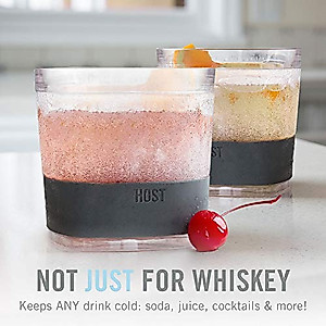 Host Freeze Cooling cups set of 2, Old Fashioned Glass with Silicone band for Bourbon, Scotch, and Whiskey, whisky gifts for men, Smoke
