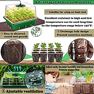 Plus Seed Starter Tray with Grow Light,5 Pack Seed Starter Kit,Increase Germination Rate&Adjustable Humidity&Reusable Seed Starter with Grow Light,Total 60-Cell Seed Starter Tray-Include Planting Kit