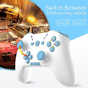 Gaming Controller For Nintendo Switch/PC/MAC/iPad/Phone/Android/TV/IOS/MFI Controller Remote Gamepad, Bluetooth Wireless Controller with Program Record, Turbo, Dual Vibration, Gyro Axis，Wake up