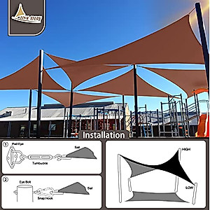 LOVE STORY 6.5' x 10' Rectangle Brown Sun Shade Sail Canopy UV Block Awning for Outdoor Patio Garden Backyard