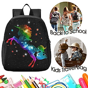 Naanle Kids Backpack for Girls Boys Rainbow Galaxy Unicorn Backpacks Bag Baby Rucksack for Kindergarten Elementary School