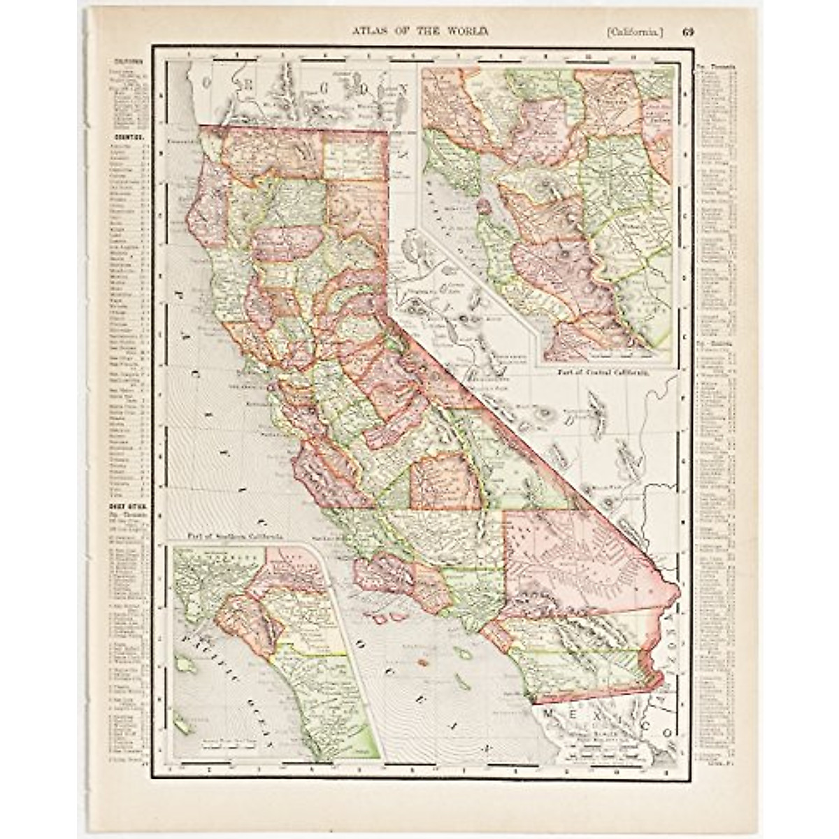 California with insets of Southern & Central Regions (1907)