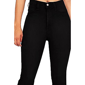 AMRSPENG Women's Black Bell Bottom Jeans for Women Flare Jeans High Waist Bootcut Jeans for Women Stretch Bell Bottom Pants,Black, Size 12