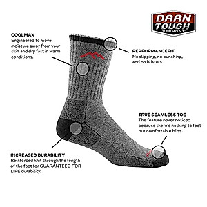 Darn Tough Coolmax Micro Crew Cushion Socks - Men's (Gray/Black, Large)