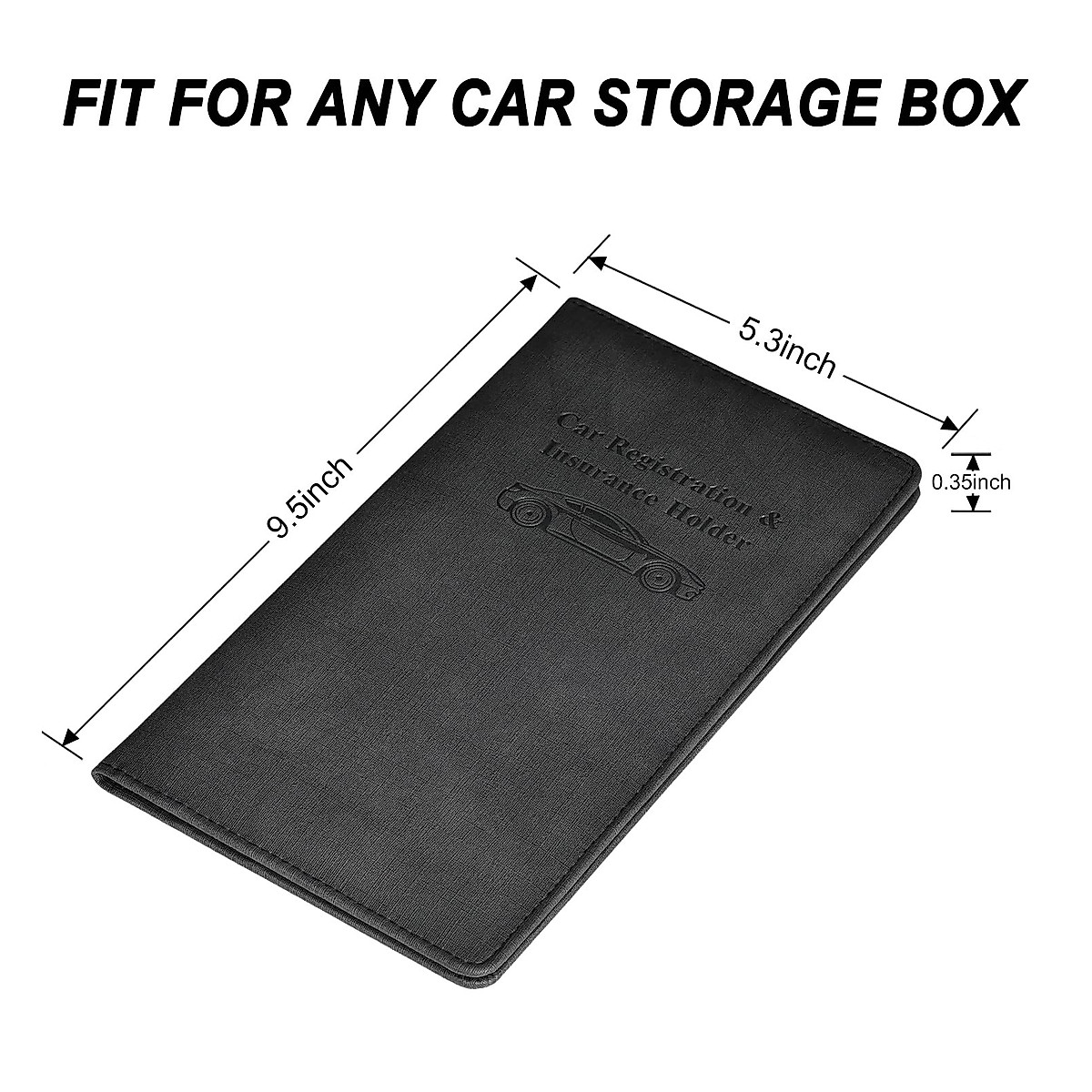 HerriaT Car Registration and Insurance Card Holder - Leather Vehicle Glove Box Automobile Documents Paperwork Wallet Case Organizer for ID, Driver's License, Key Contact Information Cards