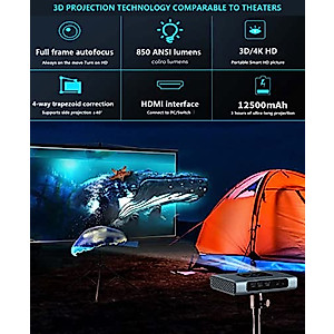 X5 Projector 4K, 15000 Lumens, ACE Picture Quality Enhancement Engine, MEMC Motion Compensation, HDR 10, Supports 3D/4K Input for Movies and Games, Built-in Speaker/Battery Portable Projector