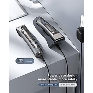 opove H5 Hair Clippers for Men, Professional Cordless Clippers with 250min Runtime & Smart LCD, Quiet Hair Trimmer, Perfect for Kids, Bearded Men, Women & Barbers (Black Gift Boxed)