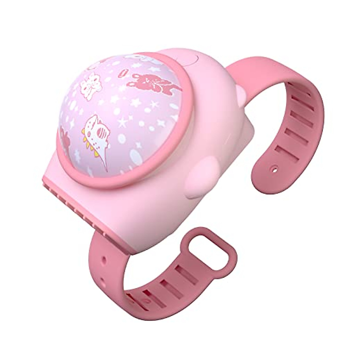 Omeet Portable Children's watch fan with Star Projection Watch Fan Handheld Wristband Leafless Fan - Pink
