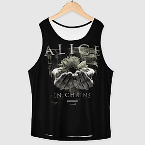 American Rock Alice Music in Chains Band Workout Tank Tops for Women,Women's Hawaiian Quick Dry Cool Sports Crewneck Sleeveless Undershirts Racerback Tank Tops Vest for Women XL White