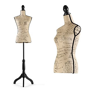 Encomle Dress Form Female Mannequin Torso, Height Adjustable Mannequin Body with Stand for Sewing, Display, Brown