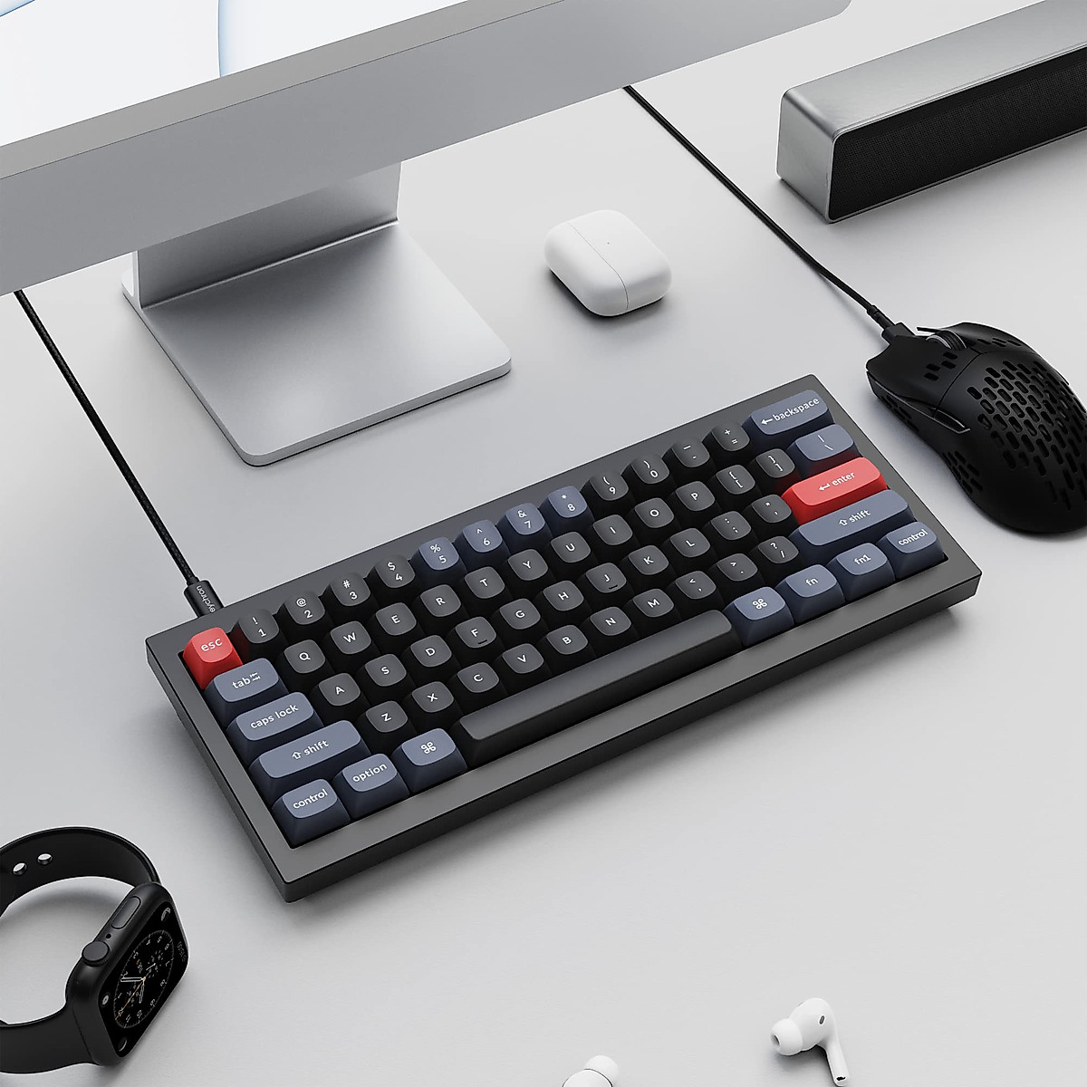 Keychron Q4 Wired Custom Mechanical Keyboard, QMK/VIA Programmable Macro, Full Aluminum, Hot-Swappable Gateron G Pro Red Switch, 60% Layout Double Gasket Compatible with Mac and Windows - Black