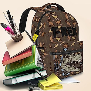 HANKCLES T-Rex Dinosaur Backpack T-REX Bookbag Brown Dinosaur Backpack Dinosaur Lover Bag Backpack Dinosaur Gifts Dinosaur Lightweight Dinosaur Backpack for Boy Girl Students