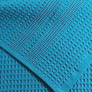 GILDEN TREE Waffle Towel Quick Dry Thin Exfoliating, 4 Pack Washcloths for Face Body, Classic Style (Aqua)