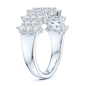 PRSTANI Sterling Silver Paved Cluster Honeycomb Round Brilliant Cut Genuine Moissanites Wedding Ring Half Eternity (10.5)