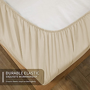 EaseHome Beige Full Size Sheets Set Deep Pocket to 18 inch Mattress 4 Piece - Premium Bedding Sheets & Pillowcases Collection - Extra Soft Wrinkle, Fade, Stain Resistant