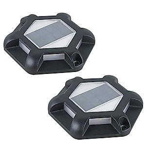 Mobestech 2pcs Solar High Pressure Outdoor Waterproof 6LED Road Lighting Deck Lights for Home Garden Landscape ( Black )