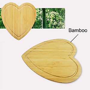 BESTONZON Heart-Shaped Bamboo Cutting Board - Cheese Board Salad Plate Dinner Plate Cake Plate - Miniature Cutting Board - Brown