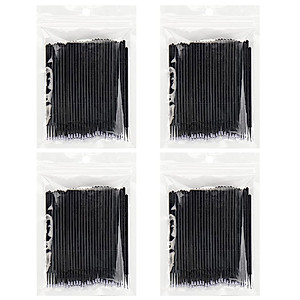 400 PCS Micro Applicator Brushes Disposable Eyelash Extension Microswab Mascara Wands Brush For Lash Remover Brush Tools Black(head diameter 1.5mm)