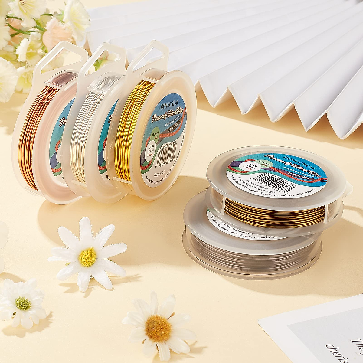 BENECREAT 18 Gauge Tarnish Resistant Copper Wire Silver Jewelry Beading Wire for Bracelet Necklace Jewelry Making, 33-Feet/11-Yard