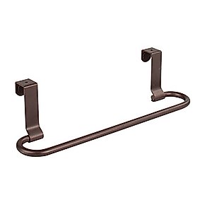 Spectrum Diversified Euro Bar Over The Cabinet Door Rack with Padded Brackets, No Installation Kitchen Rack & Bathroom Towel Stand, Bronze