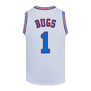 CNALLAR Youth Basketball Jersey Bugs #1 Space Movie Jersey Boys Sport Shirts (White, Youth Medium)
