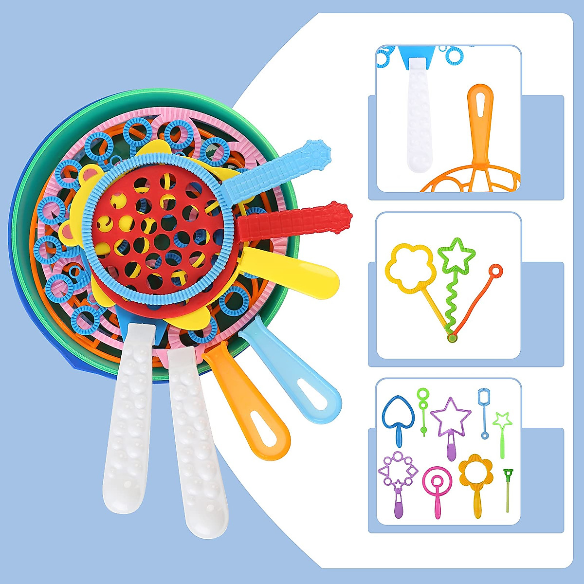 Bubble Wands Set, 28 Pcs Large Bubble Wand with Tray, Great for Kids Summer Outdoor Bubble Party Favors