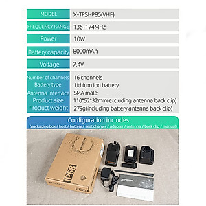 Handheld Two-Way VHF Marine Radio IP68 Waterproof LED Screen International Marine Channels 136-174 MHz 8000 mAh Battery KSUN P85