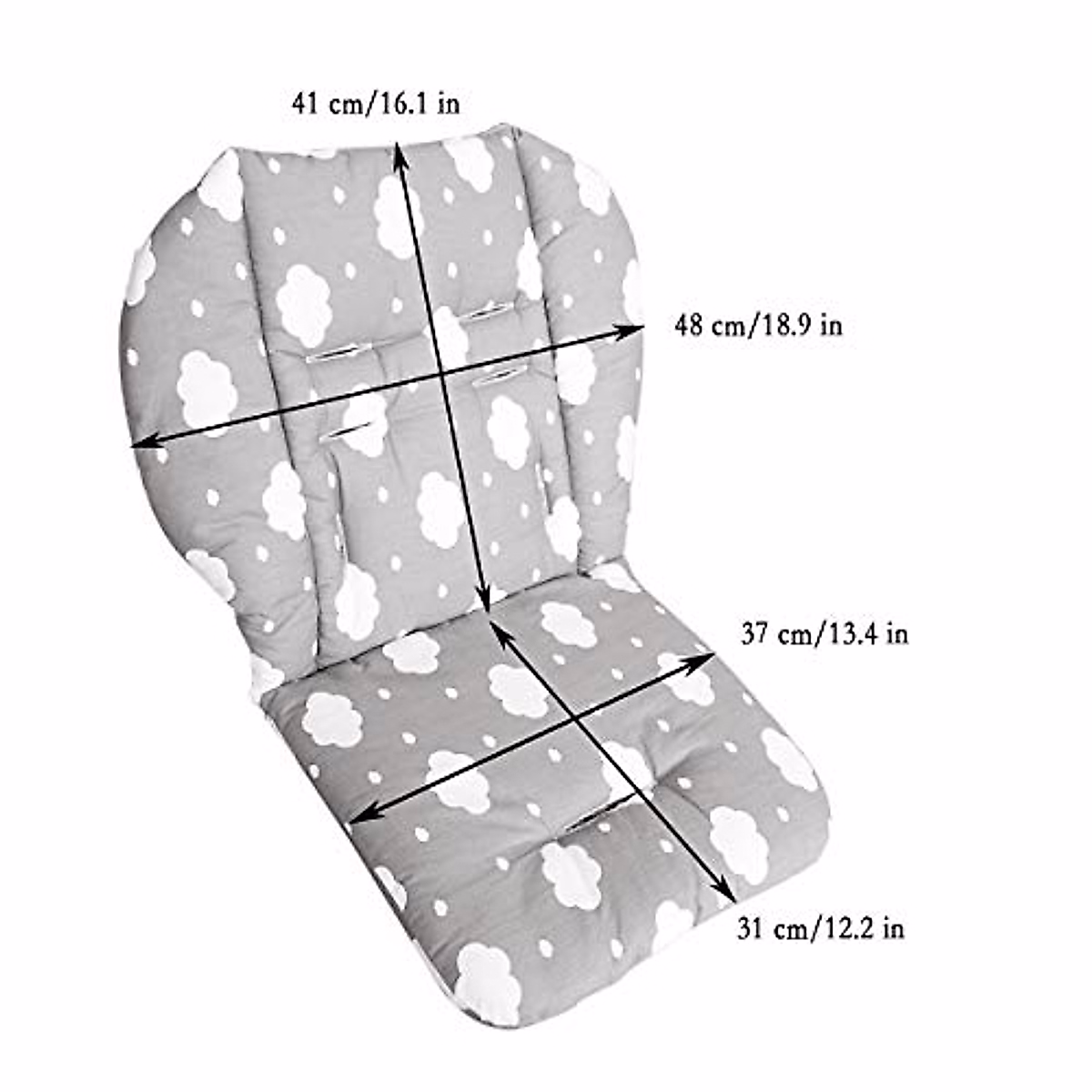 Twoworld High Chair Cushion, Large Thickening Baby High Chair Seat Cushion Liner Mat Pad Cover Breathable (Gray Clouds)
