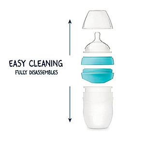 Tiny Twinkle Silicone Baby Bottle with Comfort Grip and Soft Flexible Nipple - Squeezably Soft Baby Bottles for Newborn and Up (Mint, 6 Ounce - 2 Pack)