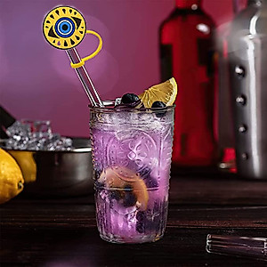 Silicone Evil Eye Straw Covers Cap 10 Pcs Reusable Drinking Straw Tips Lids Cute Straw Topper Dust-Proof Straw Plugs for 1/4inch(6-8mm) Straw Tips For Outdoor Home Kitchen Party Decor (Evil Eye)