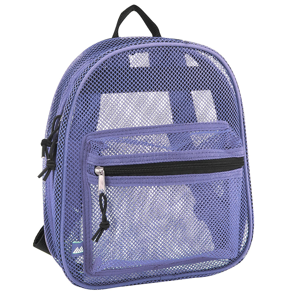 Mini Mesh Backpack for Women, Men, Beach Toys, Pool, and Swimming Gear; Mini Transparent Backpacks with Padded Straps (Purple)