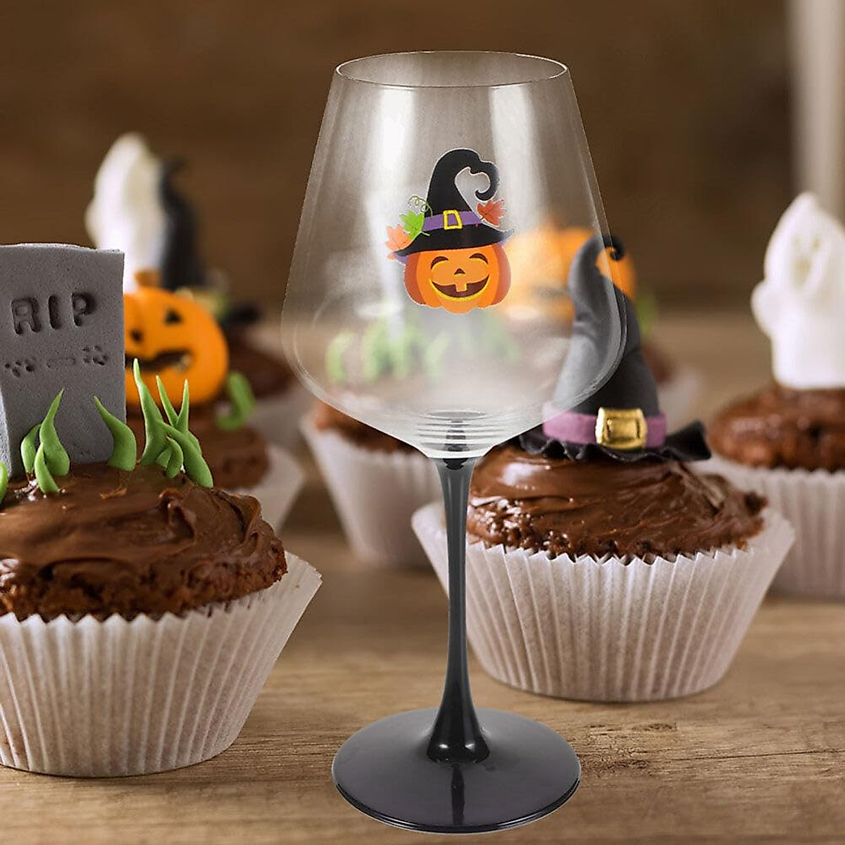 GANAZONO 2pcs Halloween Glass Cups Halloween Wine Goblet Halloween Cocktail Accessories Pudding Cups Halloween Drinking Glasses Halloween Wine Glasses Drinks Goblet Bat Style Water Cup