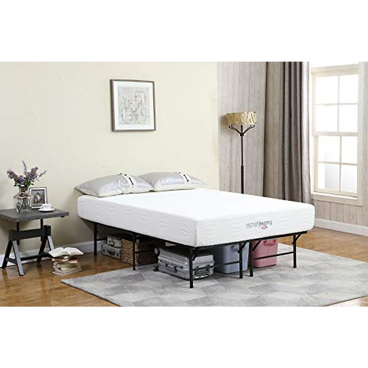 Coaster Home Furnishings Hetfield 16 Inch Foldable Metal Platform Bed Frame Mattress Foundation – Under-Bed Storage, Tools-Free Assembly, Box Spring Replacement – Full