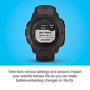 Garmin Instinct Solar, Solar-Powered Rugged Outdoor Smartwatch, Built-in Sports Apps and Health Monitoring, Graphite (Renewed)
