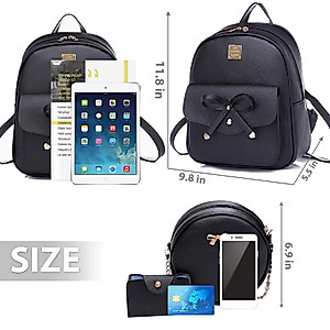 K.E.J. Mini Backpack for Women Bowknot Leather Backpack 3-PCS Cute Small Backpack Purse for Ladies