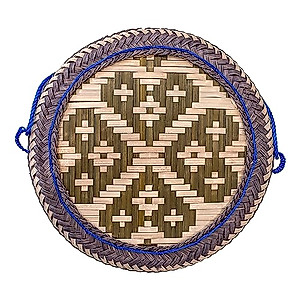 PANWA Handmade 100% Eco-Friendly Thai Bamboo Sticky Rice Serving Basket - Riceberry Toned Wickerwork with Vegetable Based Dye - Food Safe- Family Size
