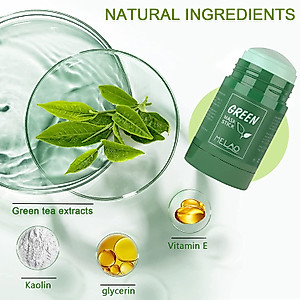 2 Packs Green Tea Mask Stick Blackhead Remover, Green Tea Purifying Clay Mask Cleansing Clay Stick, Deep Pore Cleansing, Face Moisturizes Oil Control Skin Brightening for All Skin Types Men Women
