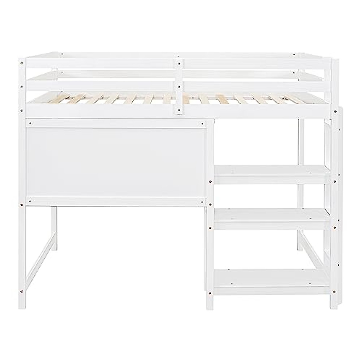 CITYLIGHT Full Size Loft Bed with Desk and Shelves, Wood Full Loft Bed with Desk &Writing Board, Sapce Saving Loft Bed Full for Kids, Boys,Girls,Teens,White