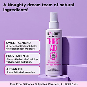 Noughty 97% Natural Thirst Aid Conditioning and Detangling Spray, Leave In Hair Detangler Treatment for Dry and Damaged Hair, with Sweet Almond Oil, Sulphate Free Vegan Haircare 200ml