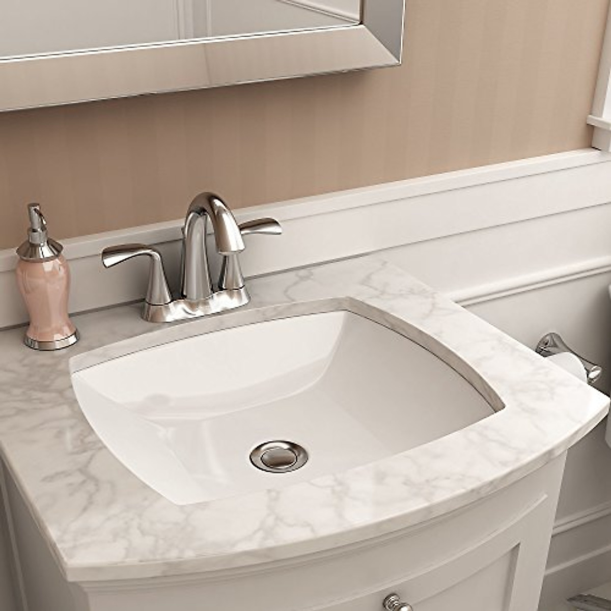 American Standard 545000.020 Edgemere Ceramic Undermount Rectangular Bathroom sink, 18.5" Lx 16.12" W x 5.25" H, White