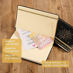 Ruled Notebook/Journal – Premium Thick Paper Faux Leather Classic Writing Notebook with Pocket + Page Dividers Gifts, Banded, Large, 144 Pages, Hard Cover, Lined (5.8 x 8.4) - Black